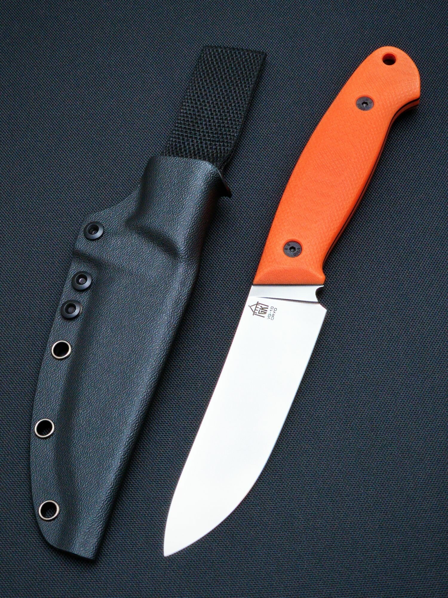 Нож туристический Охотник, VG-10 Cryo, G10 Оранжевый, Град Горький (Gorky Knives)