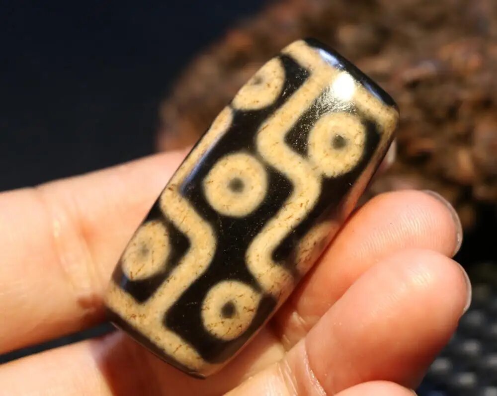 Коллекционный сокровище Magic Power, тибетский старый агат, 12 глаз, плоская форма, широкое отверстие, подвеска из бисера dZi, амулет, талисман UPD1215A