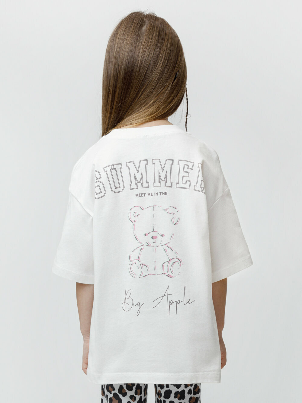 Футболка свободная с принтом для девочки