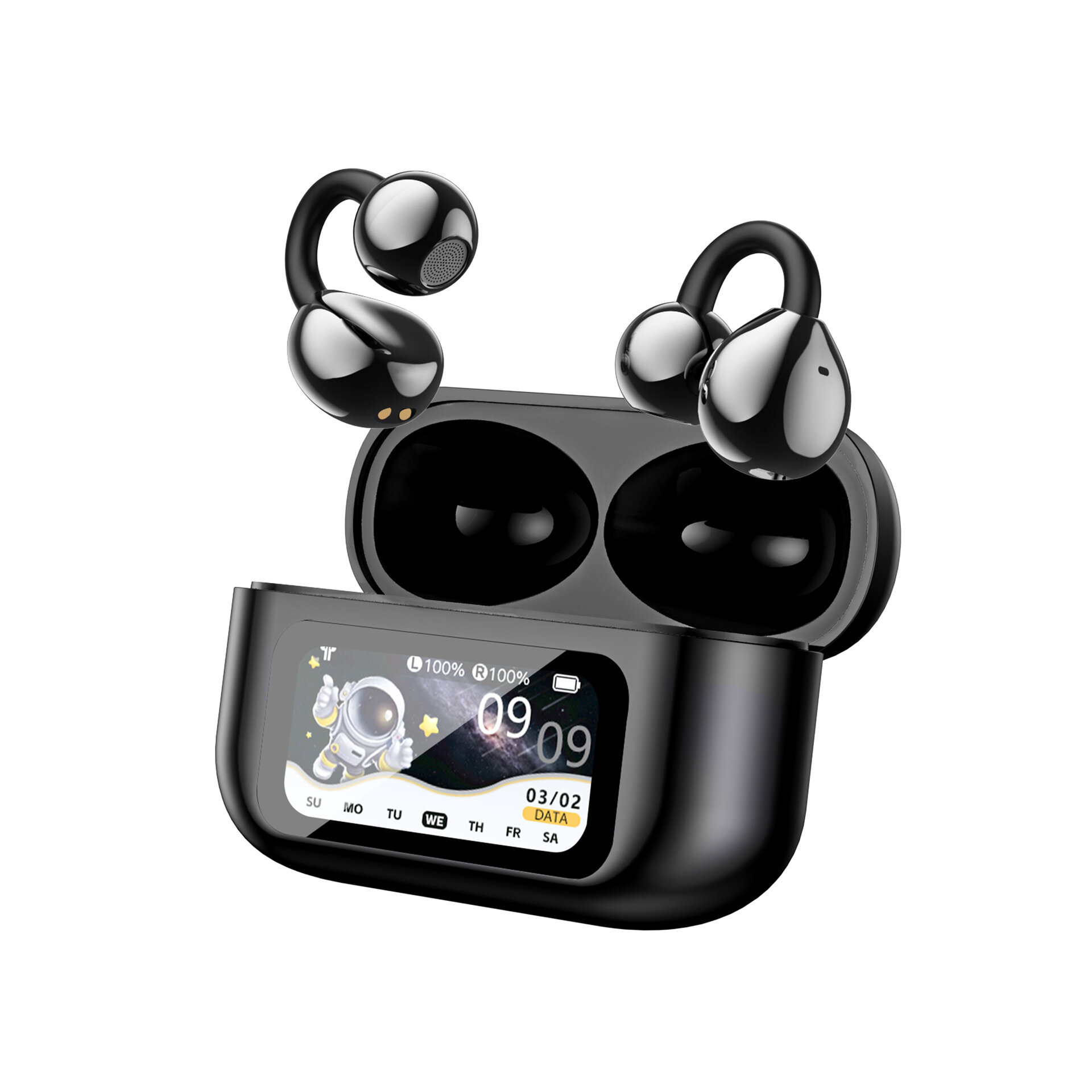 Bluetooth-наушники OWS, с цветным дисплеем, IP55, AAC, 4 часа, Type-C, крепление за ухо