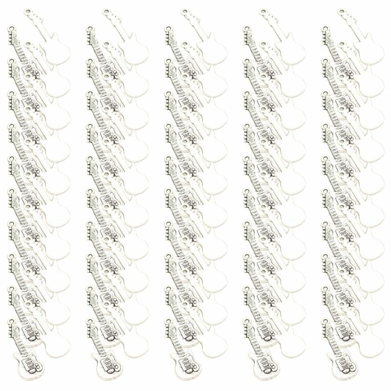 (100 шт.) Винтажная подвеска "Гитара" из цинкового сплава для DIY - старинное серебро