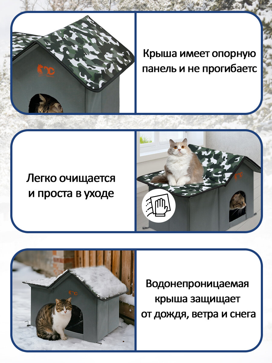 Домик для животных/Приют для бездомных кошек50x33x40cm（серый） — фото 1