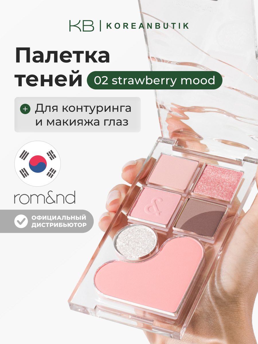 Палетка для макияжа в клубничных оттенках | ROM&ND Bare Layer Palette 02 Strawberry Mood