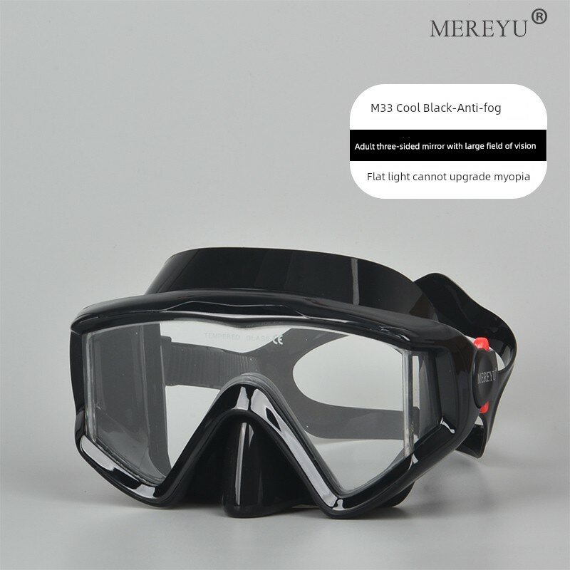 M33 Подводная маска в темно-черном цвете с антизапотеванием для взрослых дайверов - Прозрачные линзы, водонепроницаемая