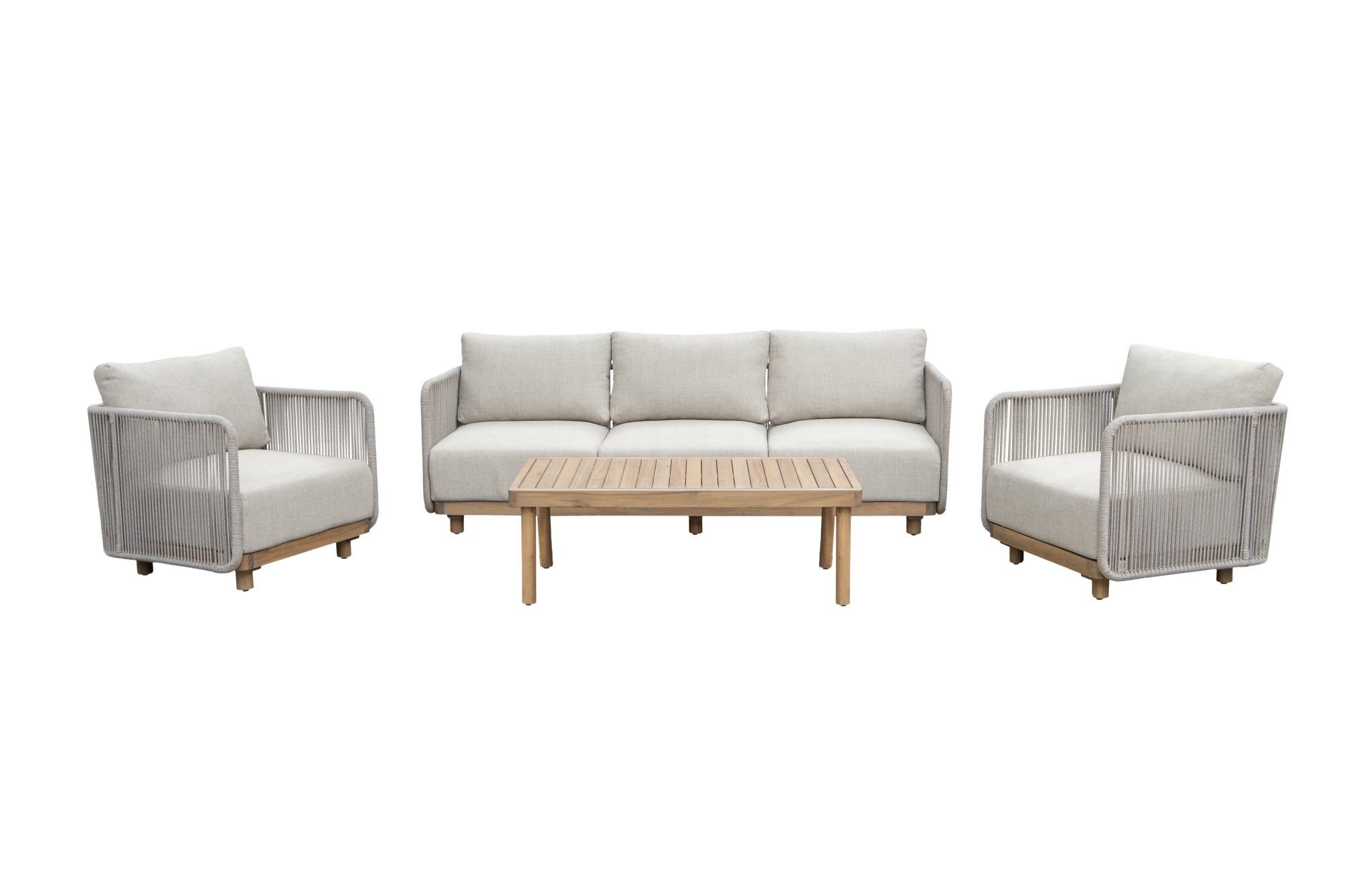 Набор мебели Берта арт. GS080 светло-серый, бежевый 2 уп.(стол+2 кресла, диван, серый, подушки бежевые) "Garden story"