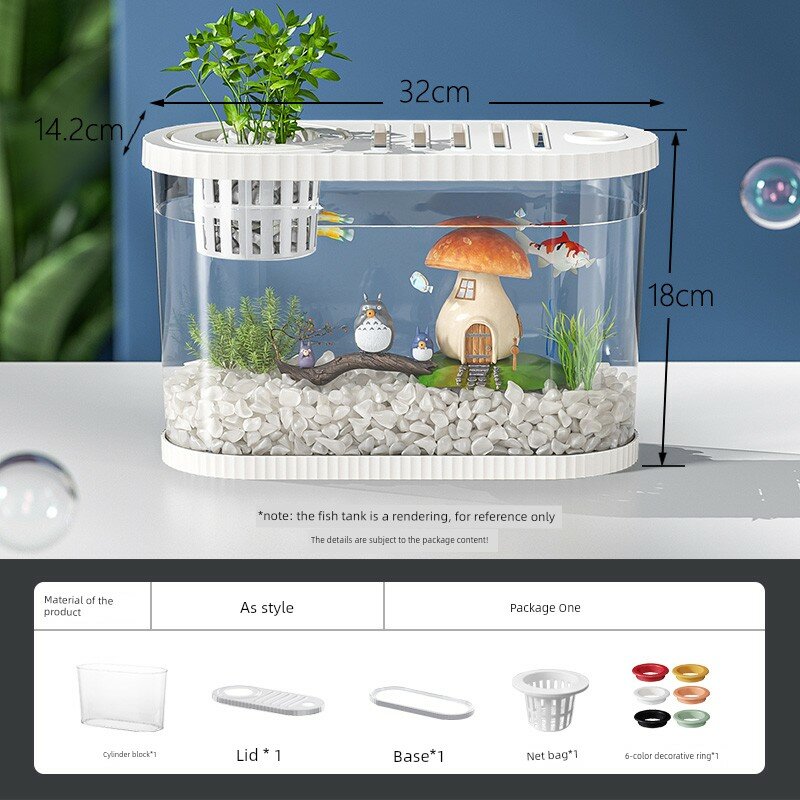 Компактный настольный аквариум с фильтром и кислородной системой, низкая модель, белый цвет, базовый комплект (10-20 л)
