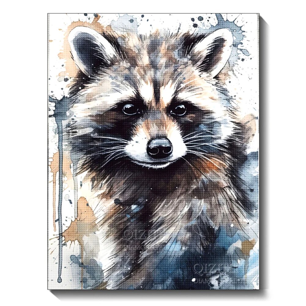 Алмазная живопись QIZITENG "Собака", черно-белая, 5D 40x50cm Square, FDX3732