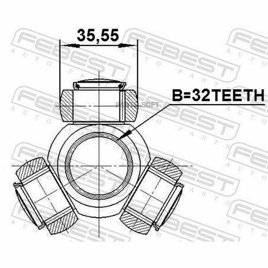 Трипоид Mitsubishi Lancer X 07-, ASX 10-; Mazda 6 (GH) 07- (32 x 35.55) / FEBEST 0416-DJ24 FEBEST 0416DJ24 | цена за 1 шт