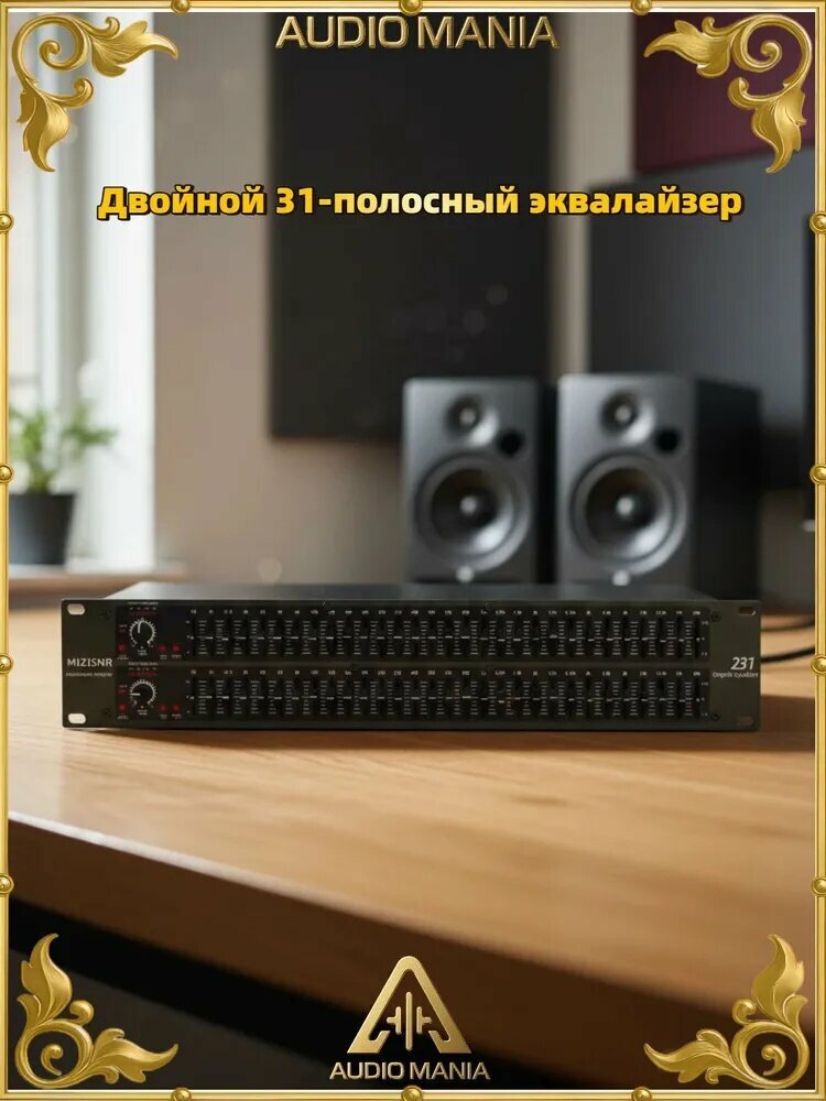 Эквалайзер графический MIZISNR 231, двухканальный 31-полосный аудиопроцессор для сцены, караоке и студии, с шумоподавлением и лимитером