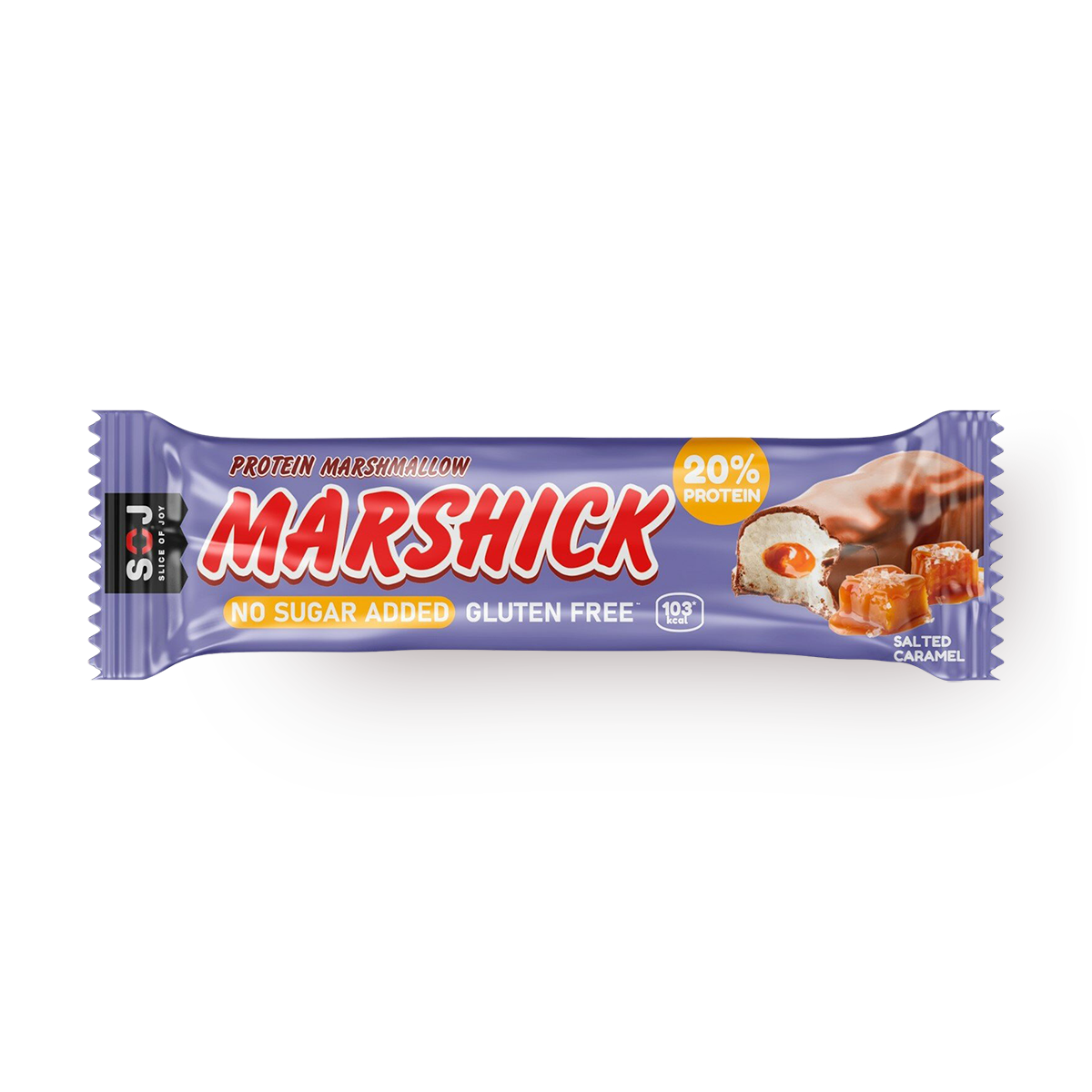 Батончик протеиновый Soj Marshmallow с солёной карамелью в молочном шоколаде