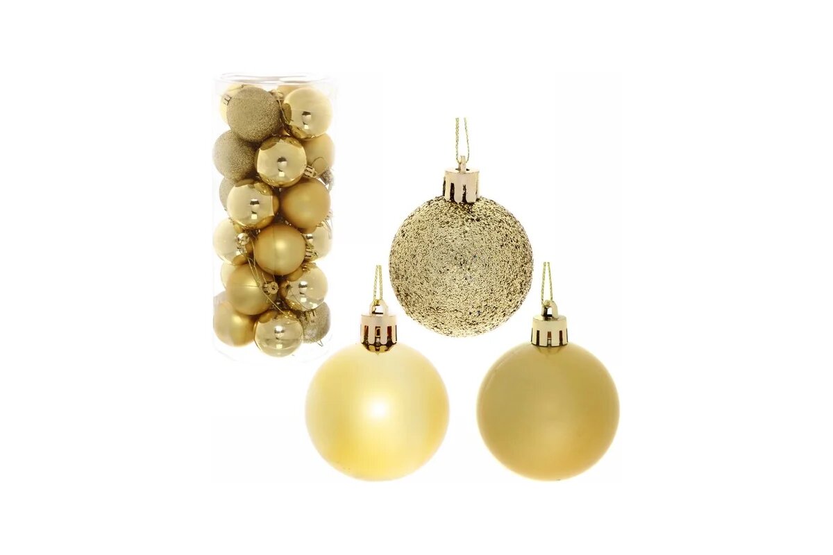 Новогодние шарики серпантин золотой 5 см из пластика с пайетками