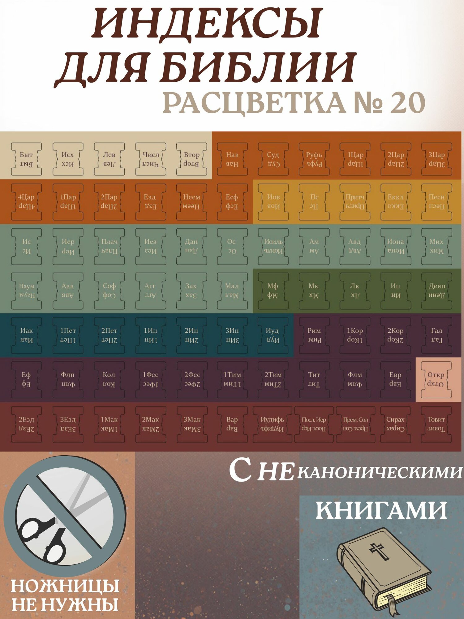 Индексы для Библии. Расцветка 20 (С неканоническими книгами)