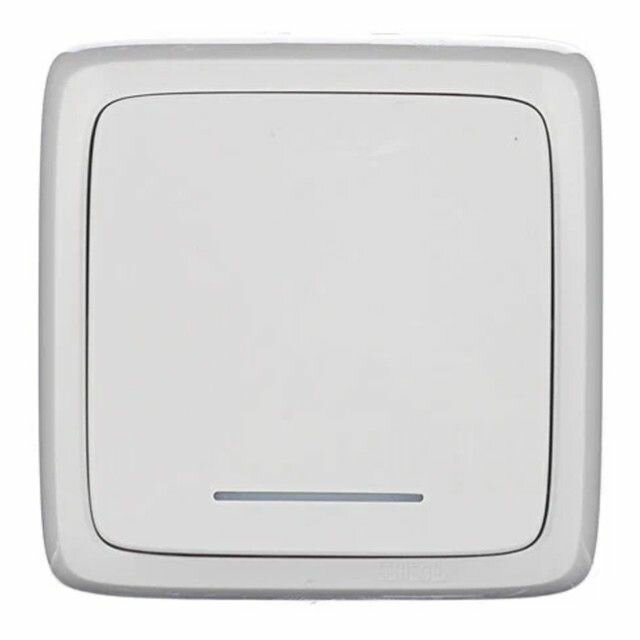 Переключатель 1-клавишный HEGEL Alfa Slim, с индикацией, белый