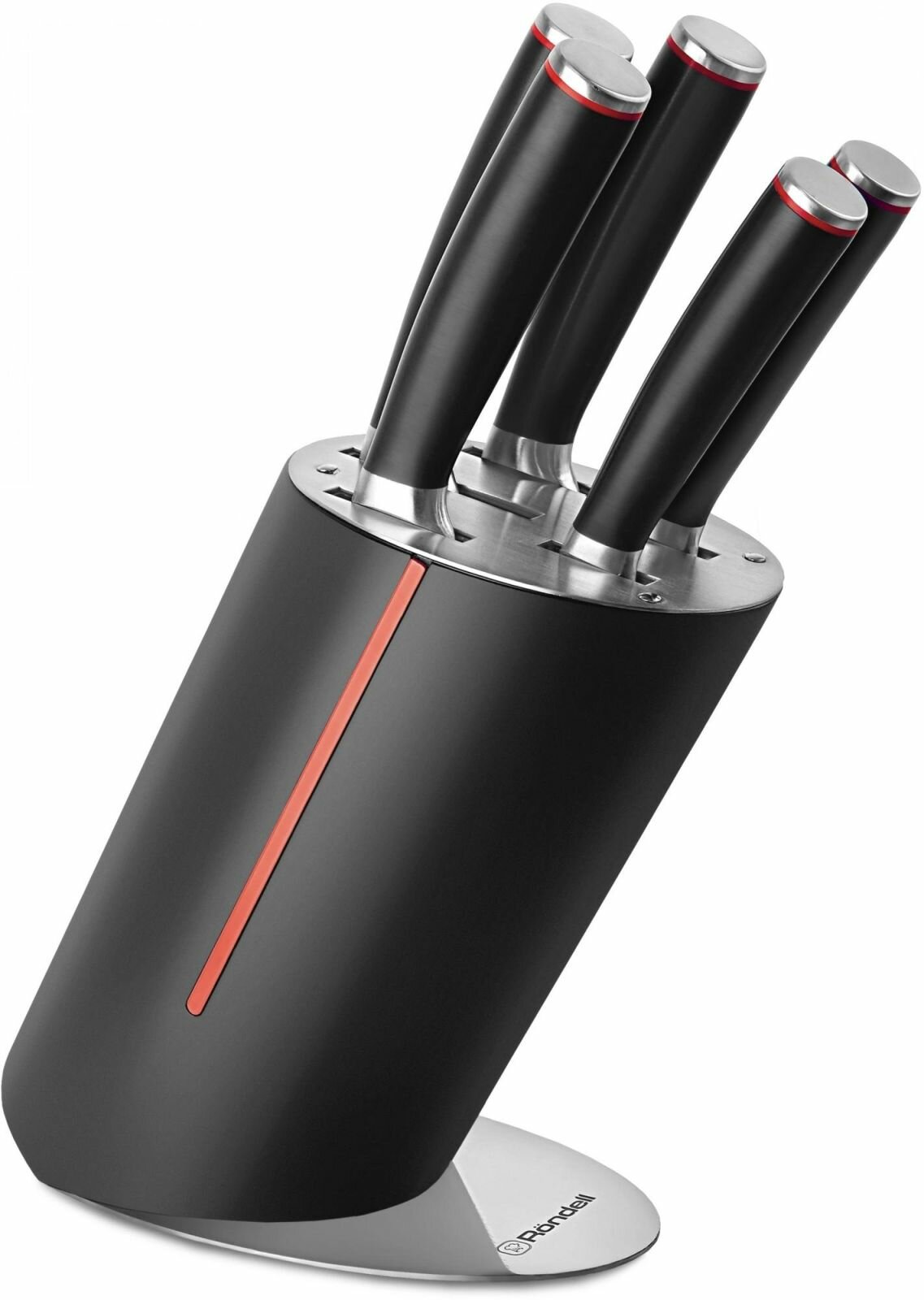Набор ножей кухонных Rondell 6 предметов, с подставкой, цвет черный и красный, подарочная коробка, серия Urban Ultimate (RD-1130)