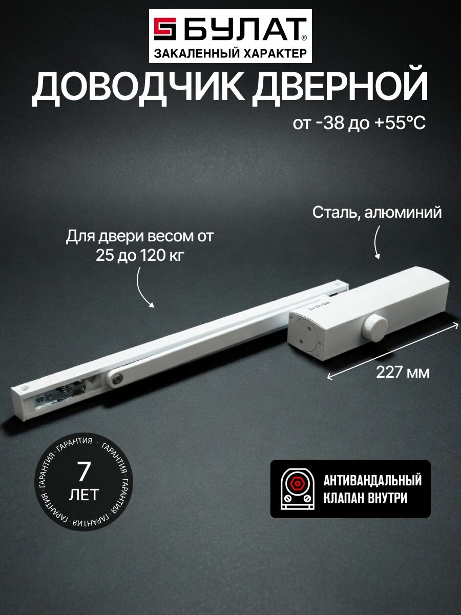 Доводчик дверной морозостойкий Булат PROFI ДД 802/5 BH-W