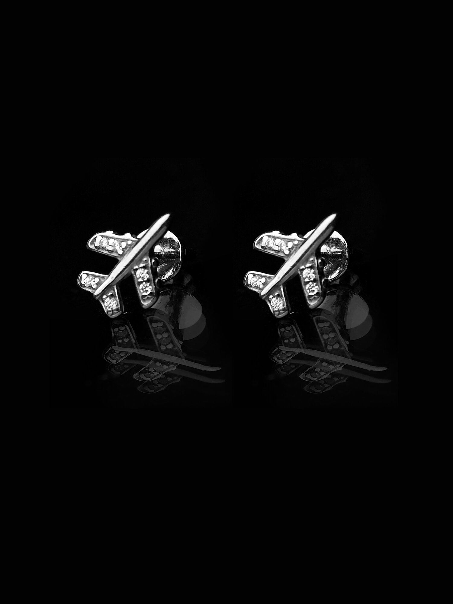 Серьги пусеты AVIA GIFT, фианит, длина 1 см, , серебристый/белый — фото 1