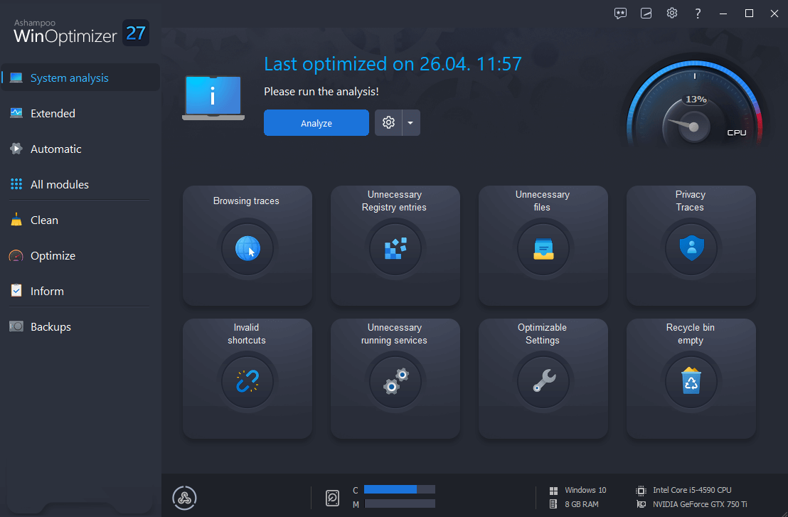 Ashampoo WinOptimizer 27 Ключ • Цифровой ключ • регион Весь мир