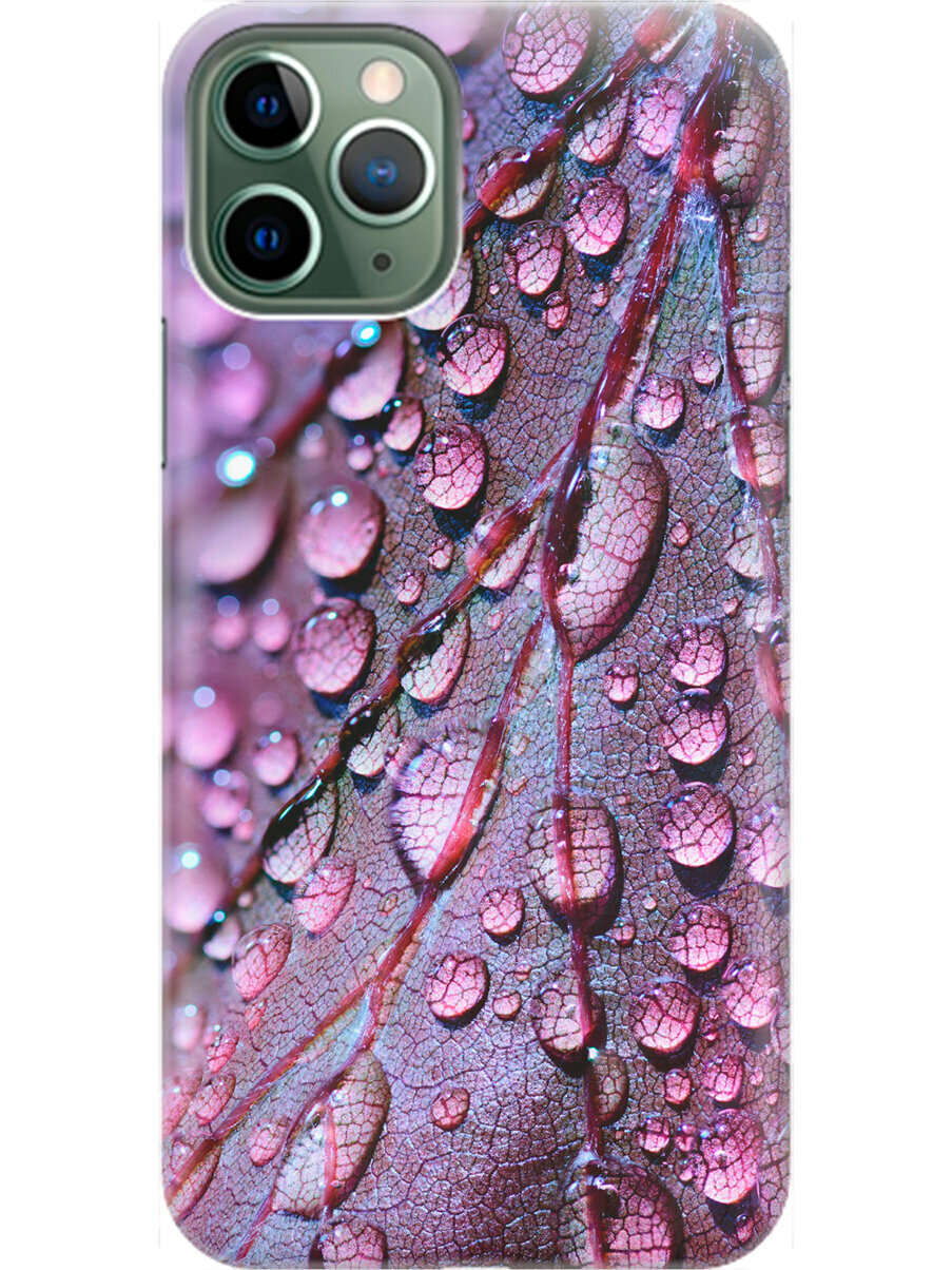 Силиконовый чехол на Apple iPhone 11 Pro / Эпл Айфон 11 Про с рисунком "Лист в каплях"