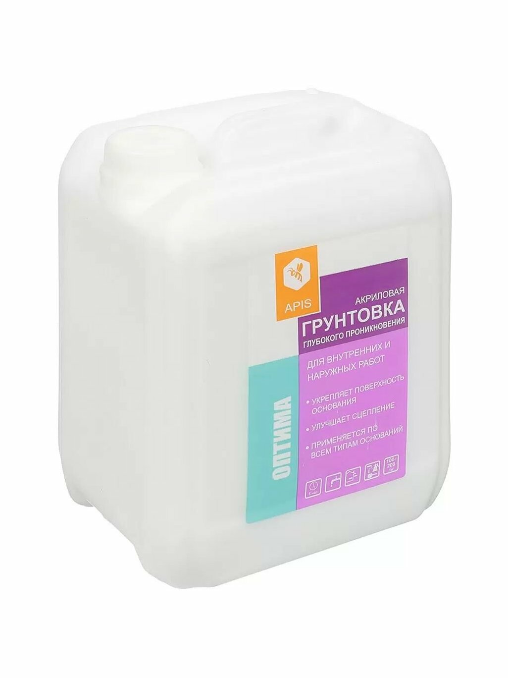 Грунтовка акриловая Apis Оптима БС-24 водно-дисперсионная глубокого проникновения для внутренних и наружных работ 5 кг