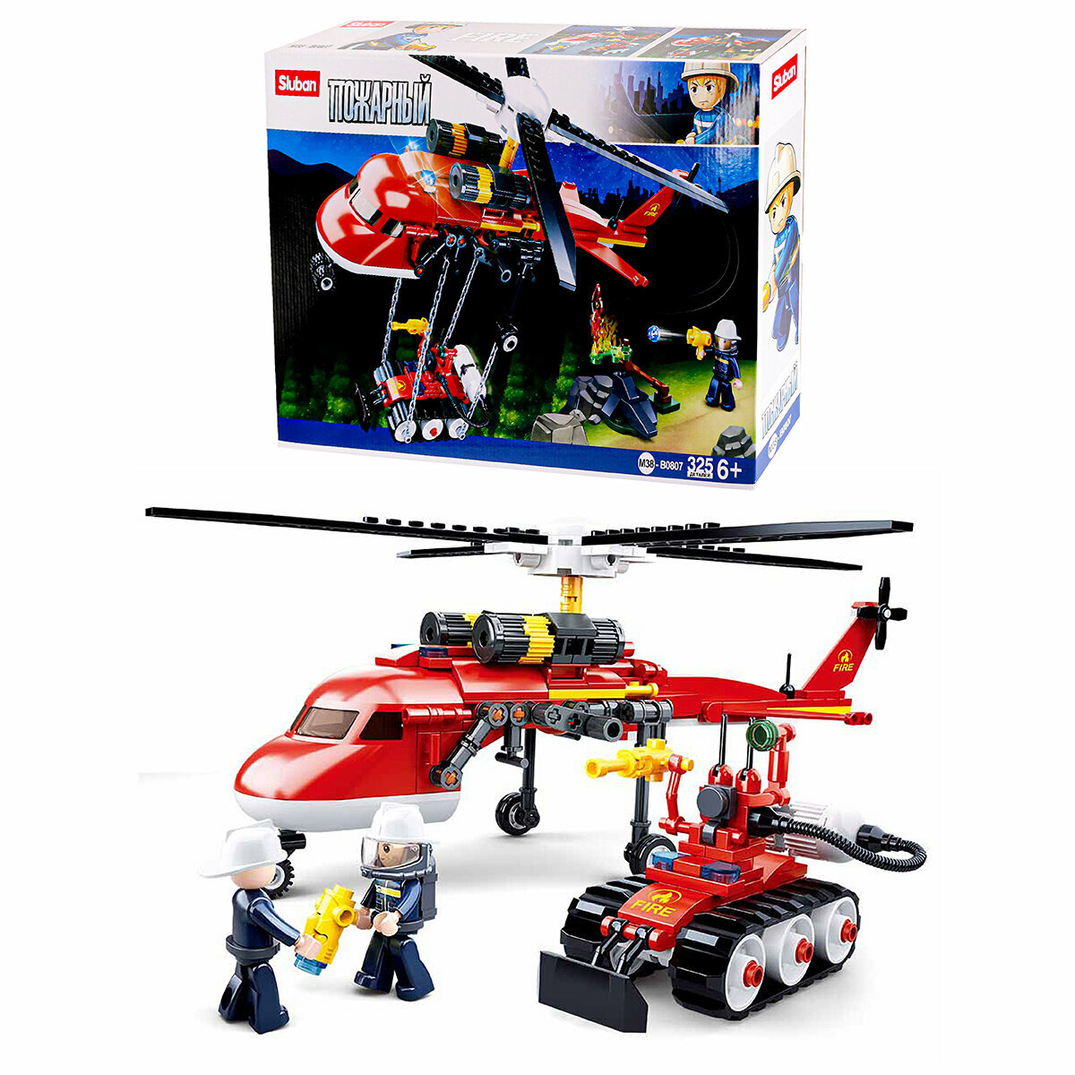 Конструктор пластиковый SLUBAN «Пожарные. Вертолет» M38-B0807 325 деталей