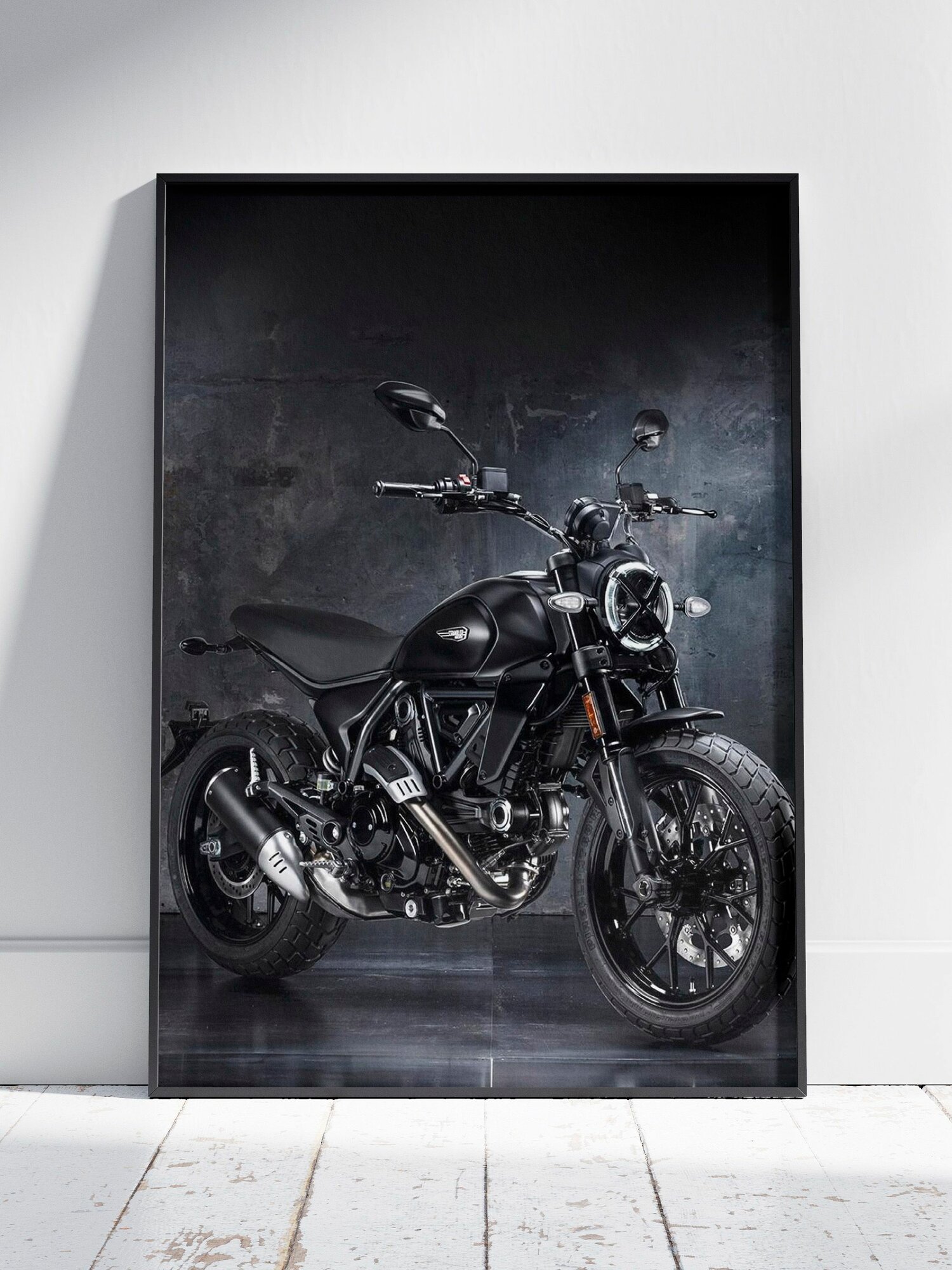 Плакат на стену для интерьера Мотоцикл (Ducati Scrambler Icon 6) - Постер по мото и байкам формата A4 (21x30 см)