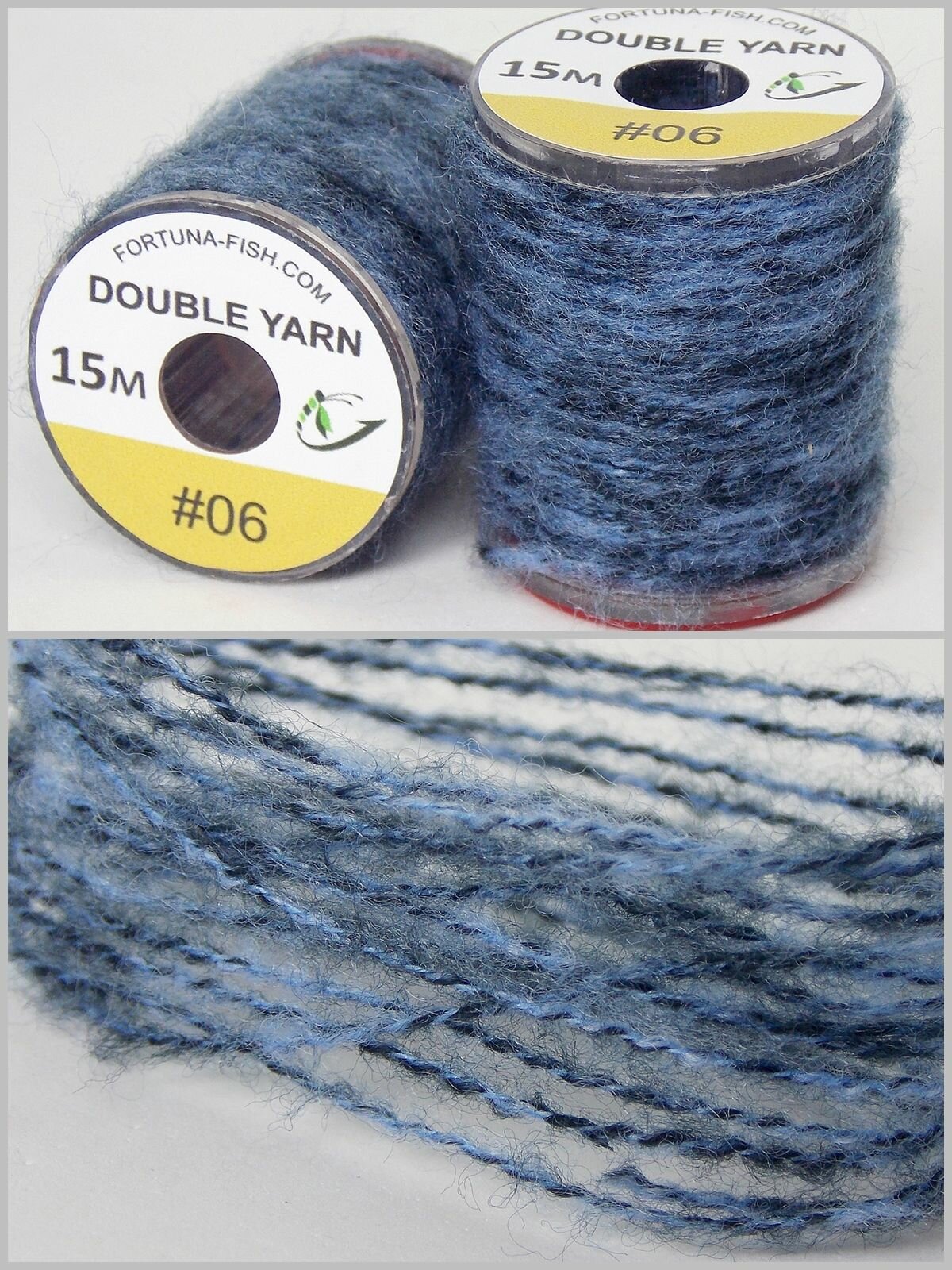 Пряжа Double Yarn #06 - Black / Ice Blue (15 м.)
