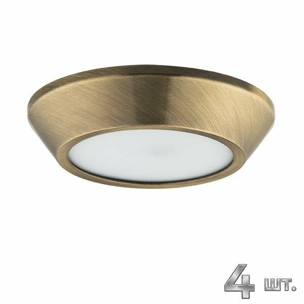 Светильник потолочный светодиодный влагозащищенный Lightstar URBANO 214714, IP65 для ванной и улицы, 4000K, 8W, круглый, бронза, комплект 4 шт.