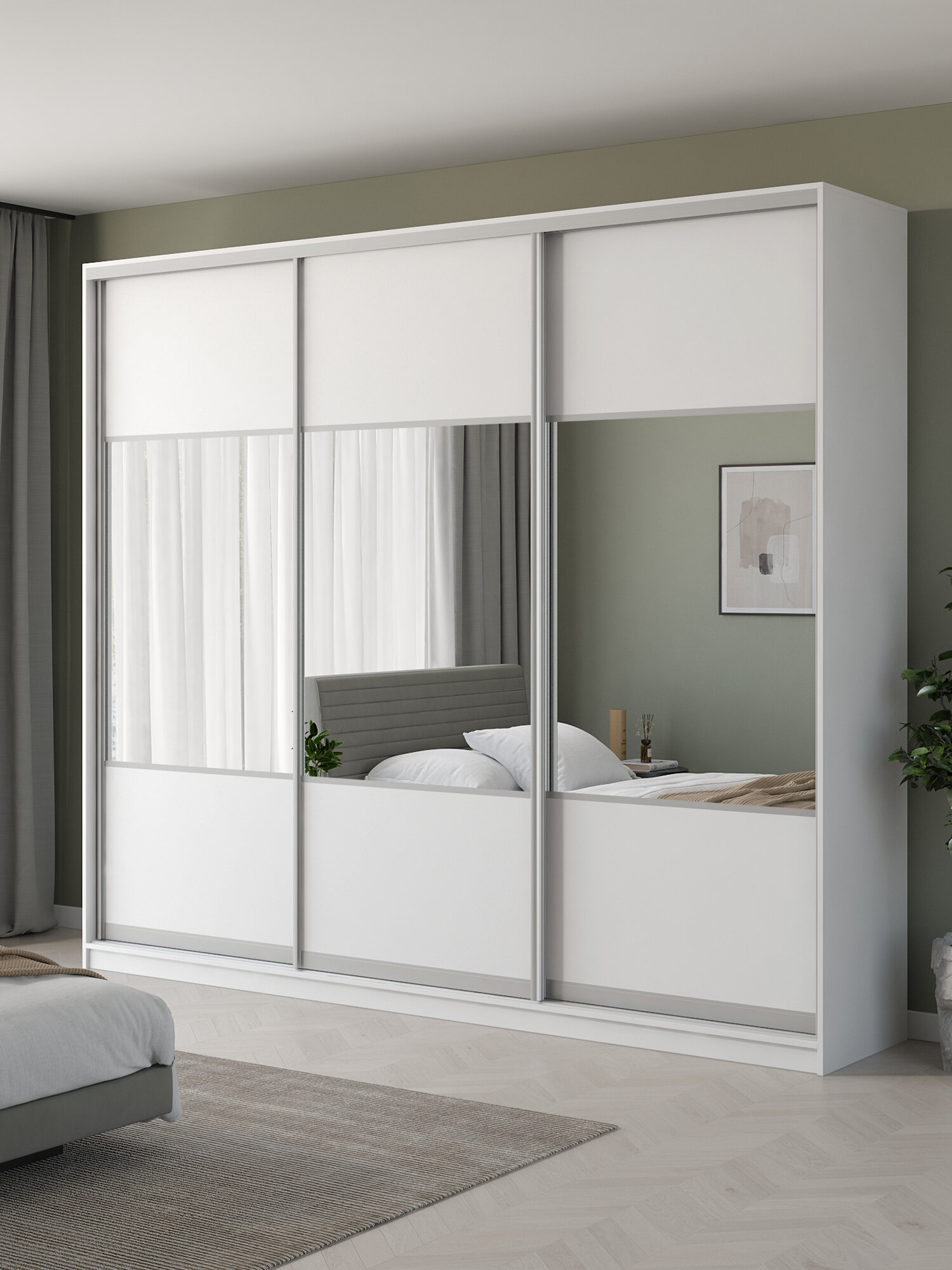 Шкаф купе Матэрна для одежды белый комбинированный 270 х 58 х 240 см