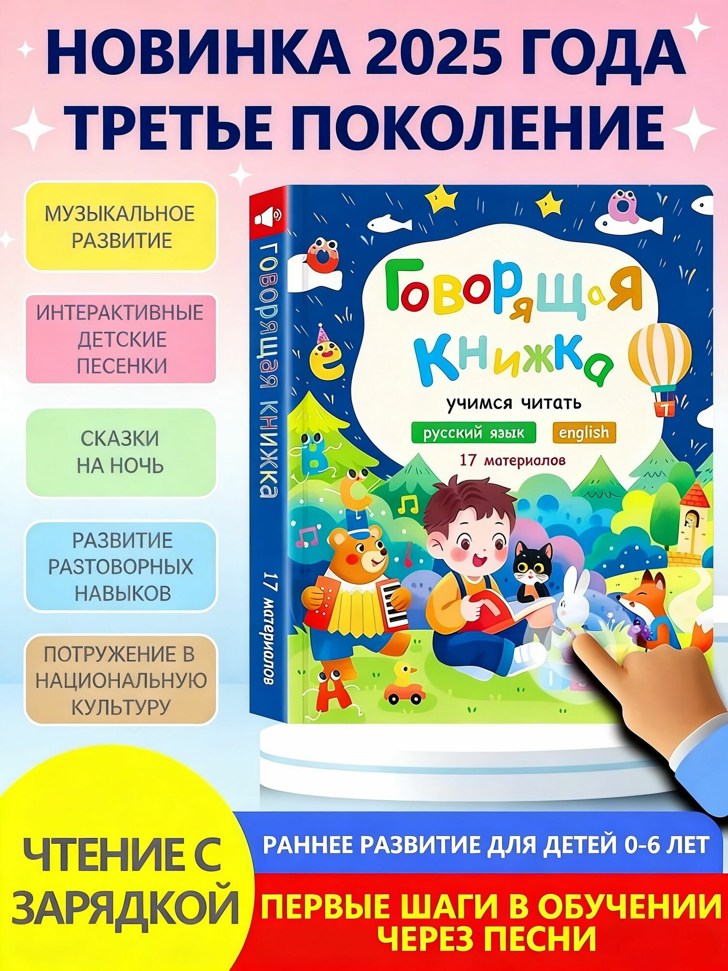 Тактильная говорящая книга для малышей Интерактивная говорящая обучающая книга для детей