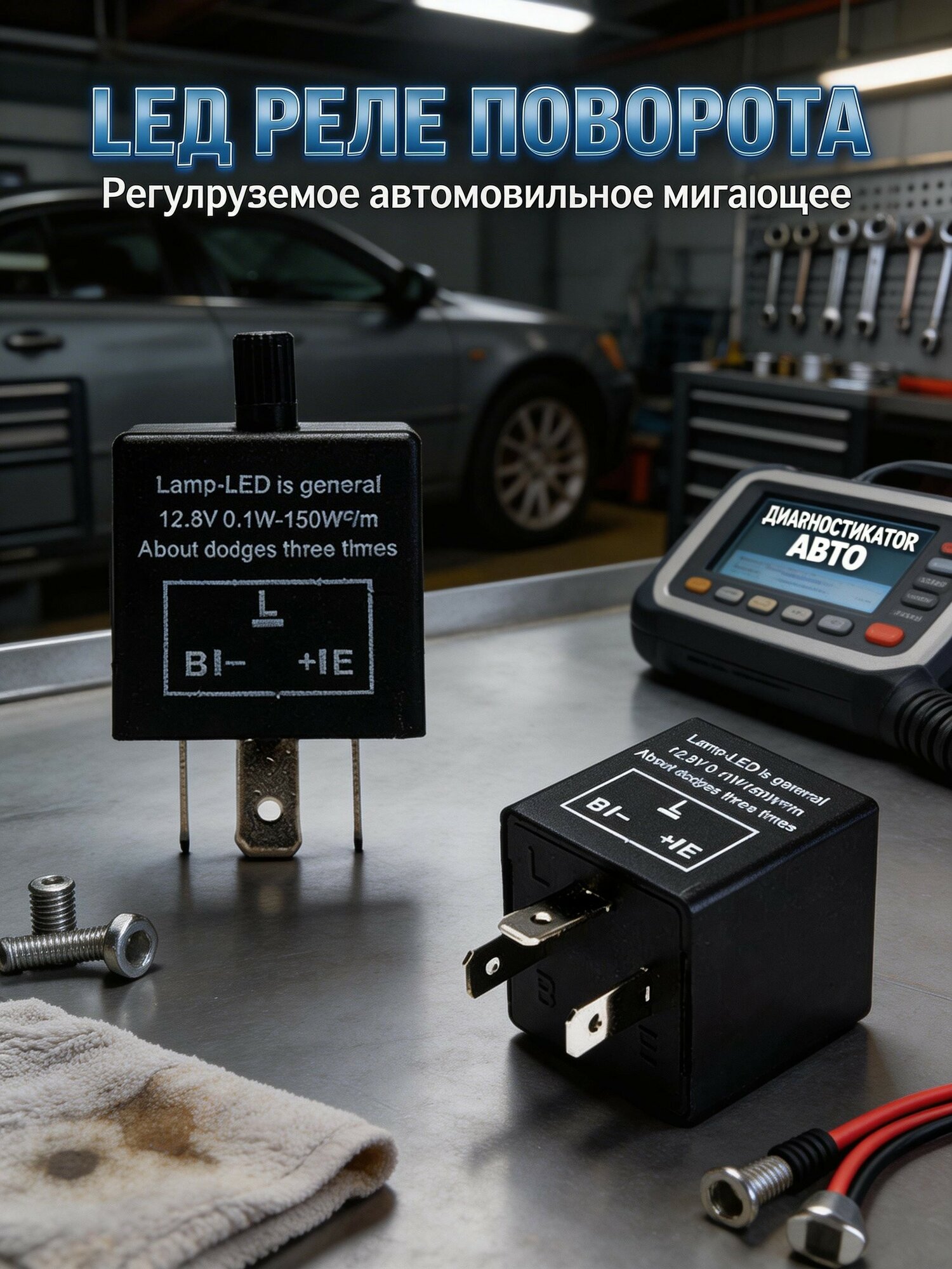 Светодиодное регулируемое мигающее реле 12V, 3-контактное универсальное устройство для указателей поворота совместимо с LED и обычными лампами, водонепроницаемое