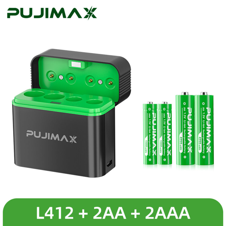 Зарядное устройство PUJIMAX L412, 4 места, AA+AAA, Type-C, 1шт
