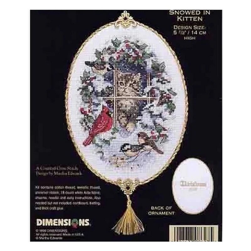 Набор для вышивания крестом "Снег в орнаменте котенок", 14CT cotton canvas