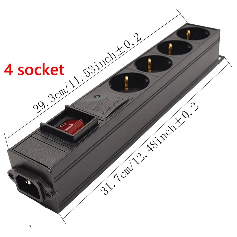 Распределитель розеток 4 EU Socket, 16А, 250В, 3500Вт, Цвет: 4