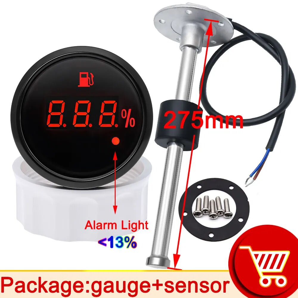 Универсальный датчик уровня топлива 100-550 мм для 2 '52 мм 0 ~ 190 Ом Цифровой with 275mm sensor