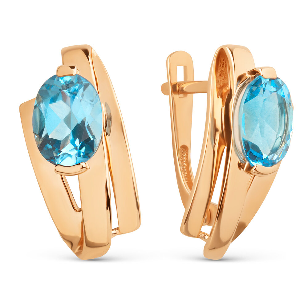 Серьги, красное золото, 375 проба, топаз