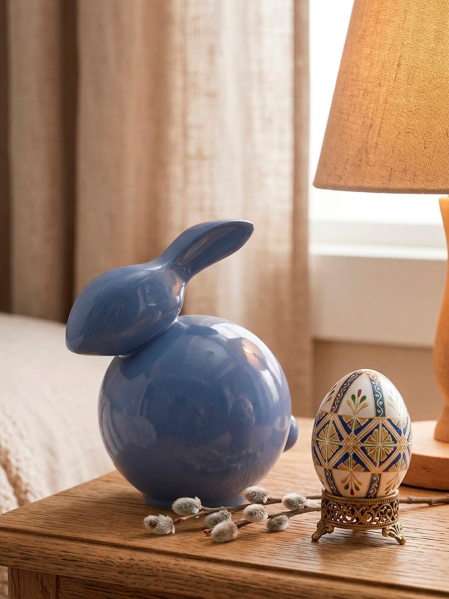 Статуэтка HIll & Mill "Rabbit", керамическая, ручная работа, 20см, васильковая