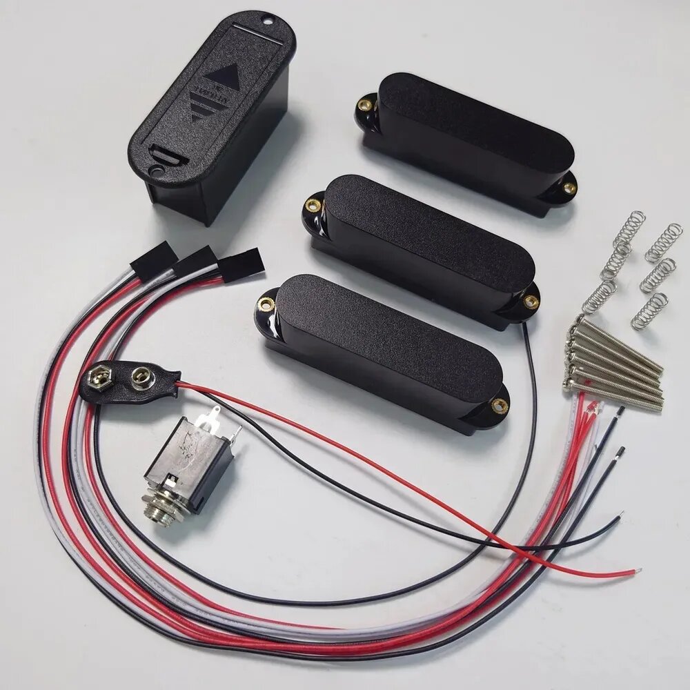 Звукосниматель для гитары SSS Single Coil, комплект звукоснимателей для грифа, средней и бриджевой гитары, черный с проводкой