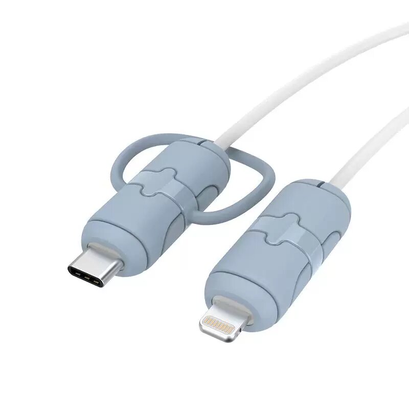 Чехол для кабеля iPhone 18/20W в небесно-голубом цвете - защищает от изломов, прочный, подходит для зарядных кабелей