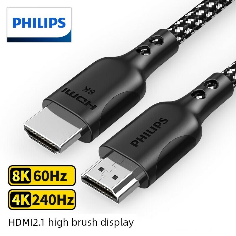 HDMI 2.1 Кабель с хлопковой оплеткой для 8K 60Hz и 4K 240Hz, длина 2 метра — прочная высокоскоростная передача