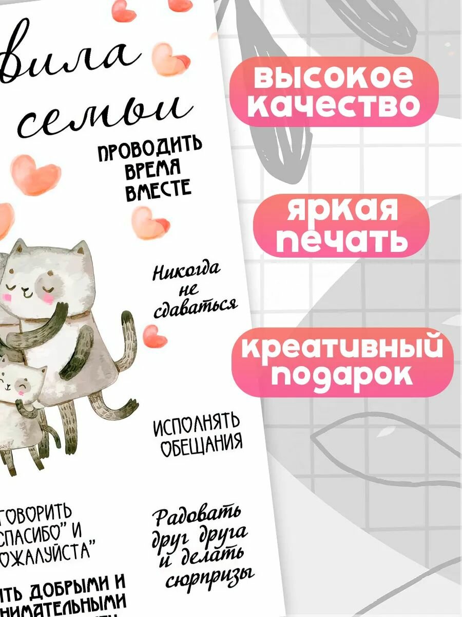 Постер на стену Правила дома, , плакат 1шт, А3 размер. — фото 1