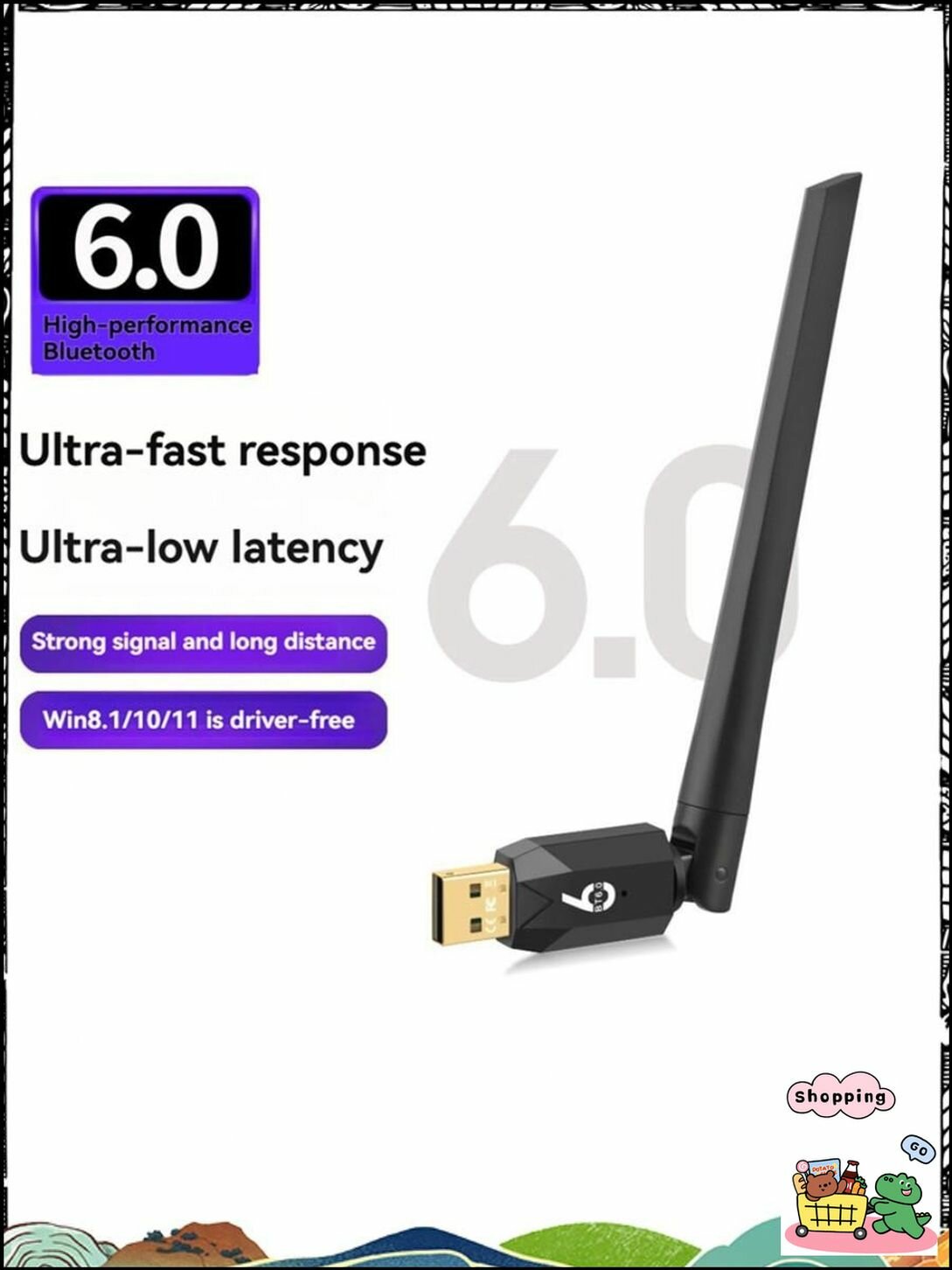 Беспроводной Музыкальный Аудиоприемник Передатчик USB Bluetooth 6.0 Адаптер 200 М Донгл Для ПК Мыши Клавиатуры BLE/