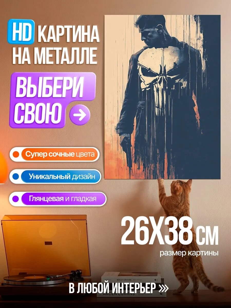 Картина на HD металле Каратель череп