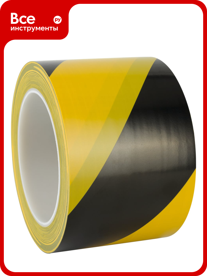 Лента односторонняя ПВХ для разметки Vintanet 511, черно-желтая, 150 мкм, 75 мм, 33 м 511YBL 75MMХ33M