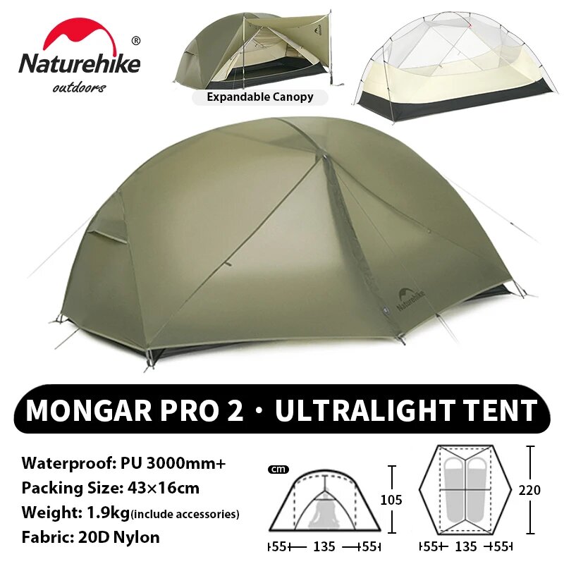 Naturehike Mongar Pro 2 Палатка Olive 2P