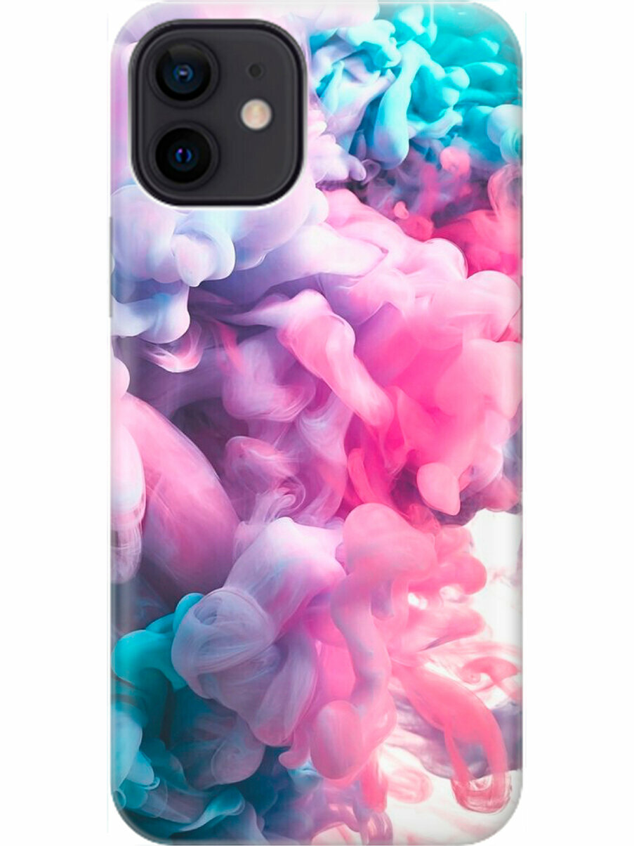 Силиконовый чехол на Apple iPhone 12 / 12 Pro / Эпл Айфон 12 / 12 Про с рисунком "Розово-голубой дым"