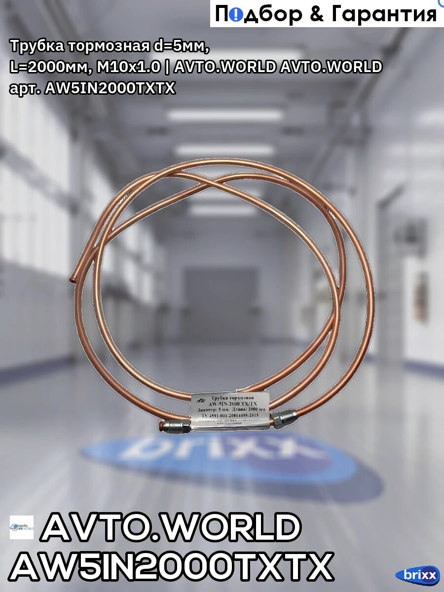 Трубка тормозная d=5мм, L=2000мм, М10x1.0 | AVTO.WORLD AVTO.WORLD арт. AW5IN2000TXTX