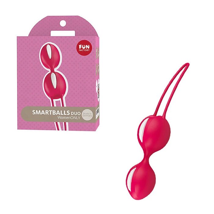 Вагинальные шарики «Smartballs Duo» с удобной выемкой, красные