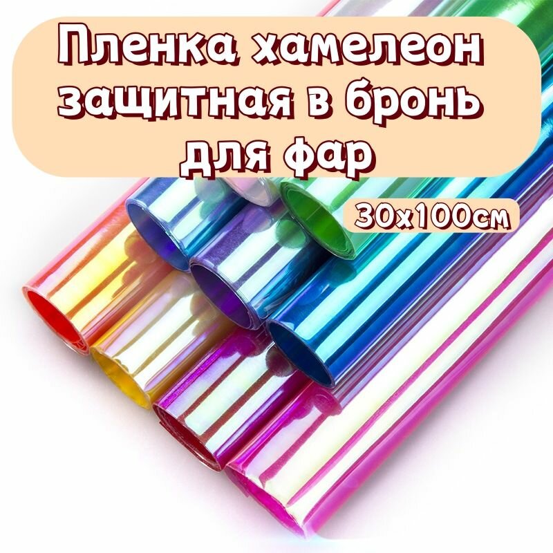 Защитная хамелеон-плёнка для фар 30x100 см — полиуретановая броня от сколов и UV, лёгкая установка без инструментов