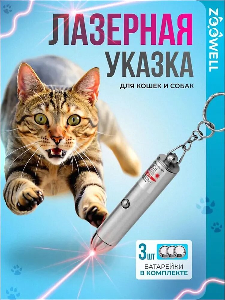 Указка лазерная с карабином / игрушка для кошек и собак