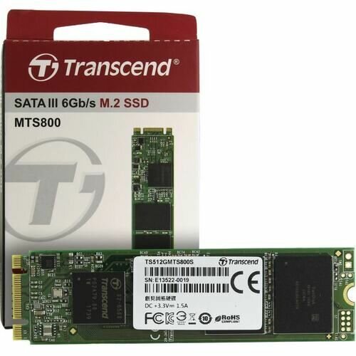 512 ГБ M.2 NVMe накопитель Transcend MTS800S (TS512GMTS800S) - SATA 3, чтение - 500 Мбайт/сек, запись - 430 Мбайт/сек, MLC, TBW - 1480